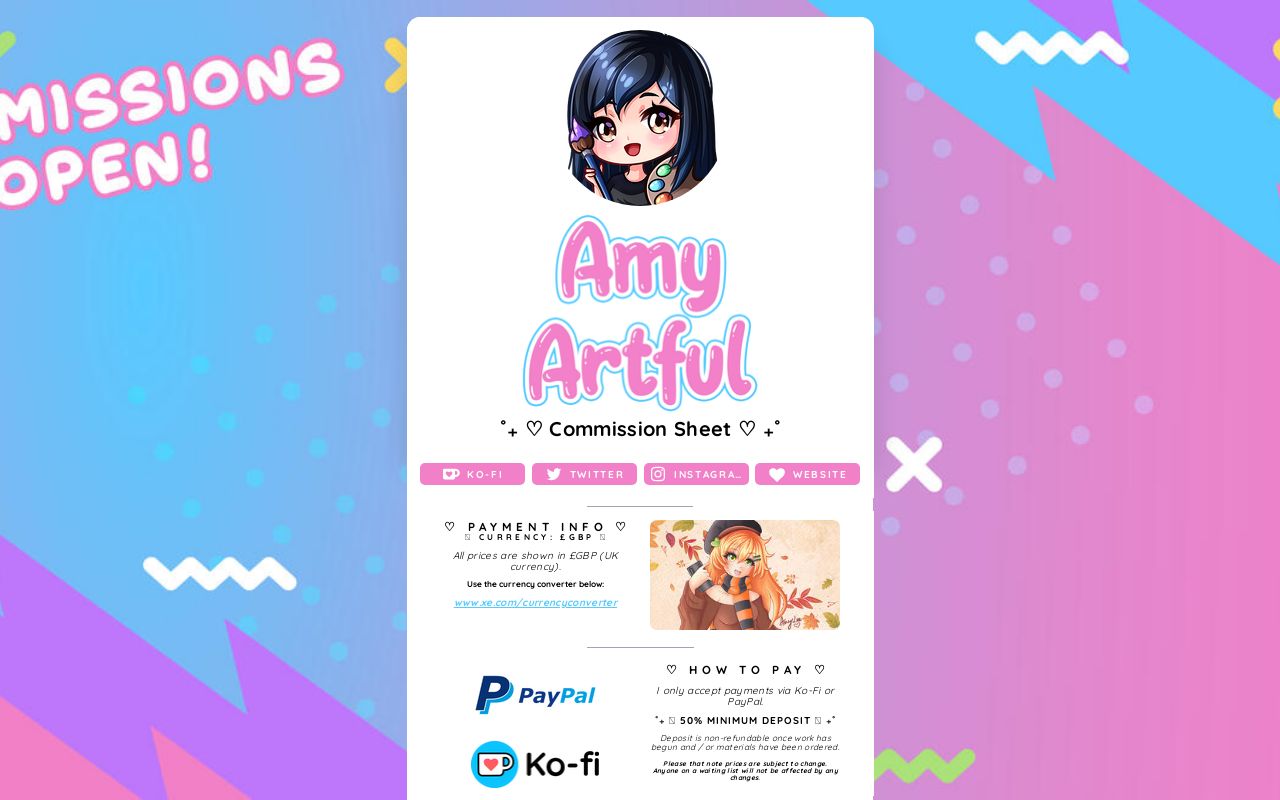 Amy Artful Prices